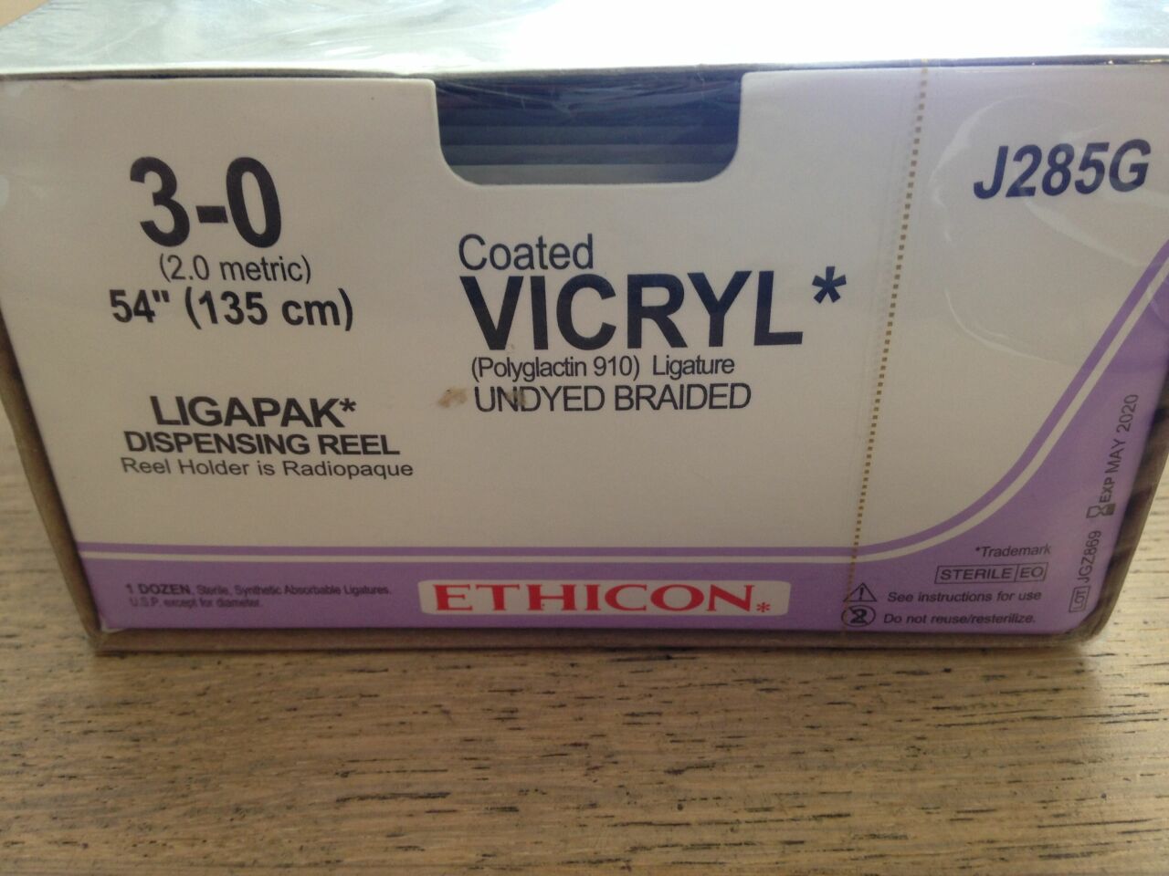 New ETHICON J285G Coated Vicryl Undyed Braided Ligature, 3-0 (2.0 ... New ETHICON J285G Coated Vicryl Undyed Braided Ligature, 3-0 (2.0 ...