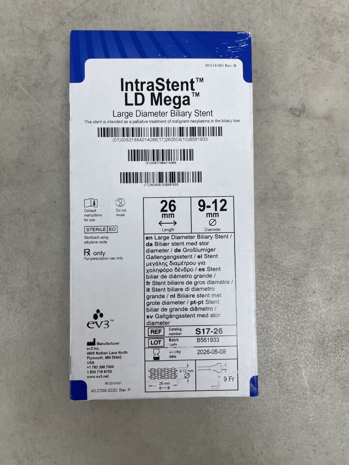 New EV3 S17-26 IntraStent LD Mega Large Diameter Biliary Stent 3.8mm x ...
